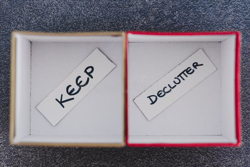 Tidying Up Conceptual Still-life, Storage Boxes with Keep and Declutter ...