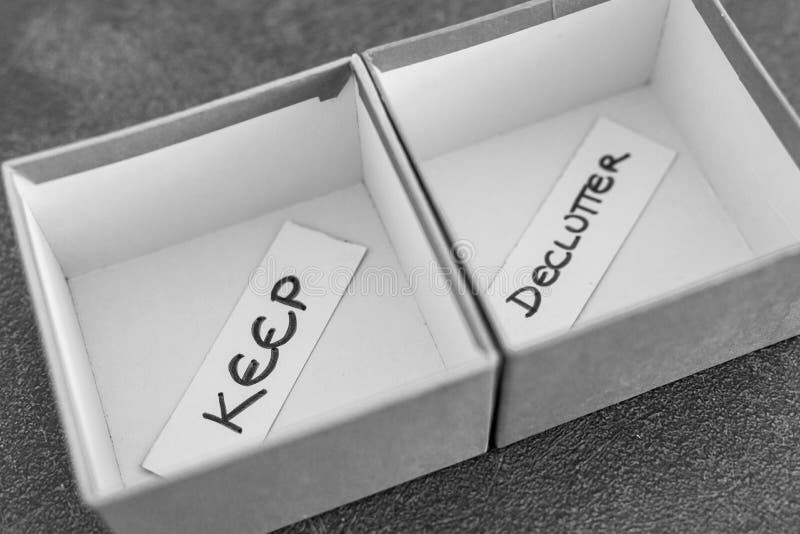 Tidying Up Conceptual Still-life, Storage Boxes with Keep and Declutter ...