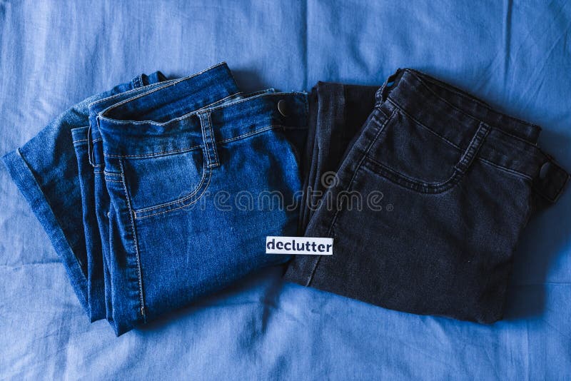 Declutter Label on Different Jeans in Various Denim Colors, Tidying Up ...