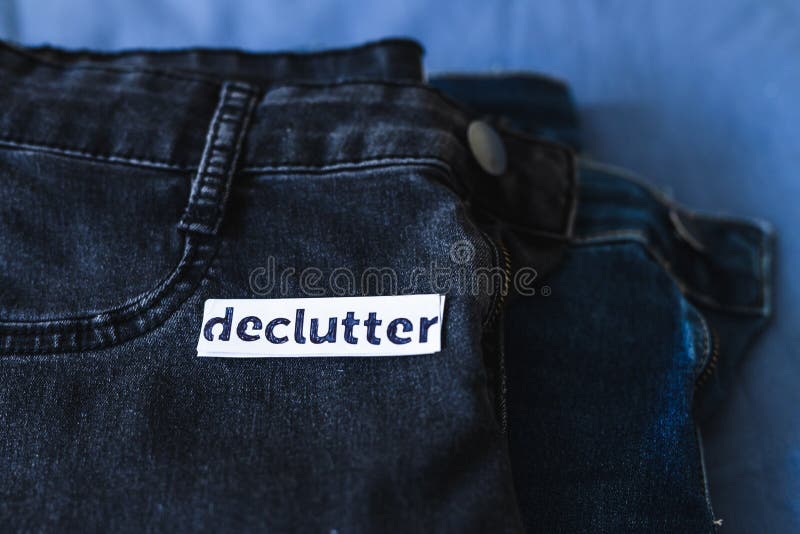 Declutter Label on Different Jeans in Various Denim Colors, Tidying Up ...