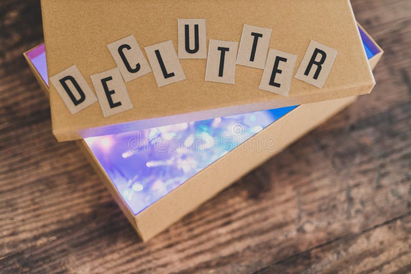 Declutter Message on Top of Semi-open Box To Fill with Items To Give ...