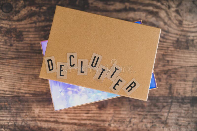 Declutter Message on Top of Semi-open Box To Fill with Items To Give ...