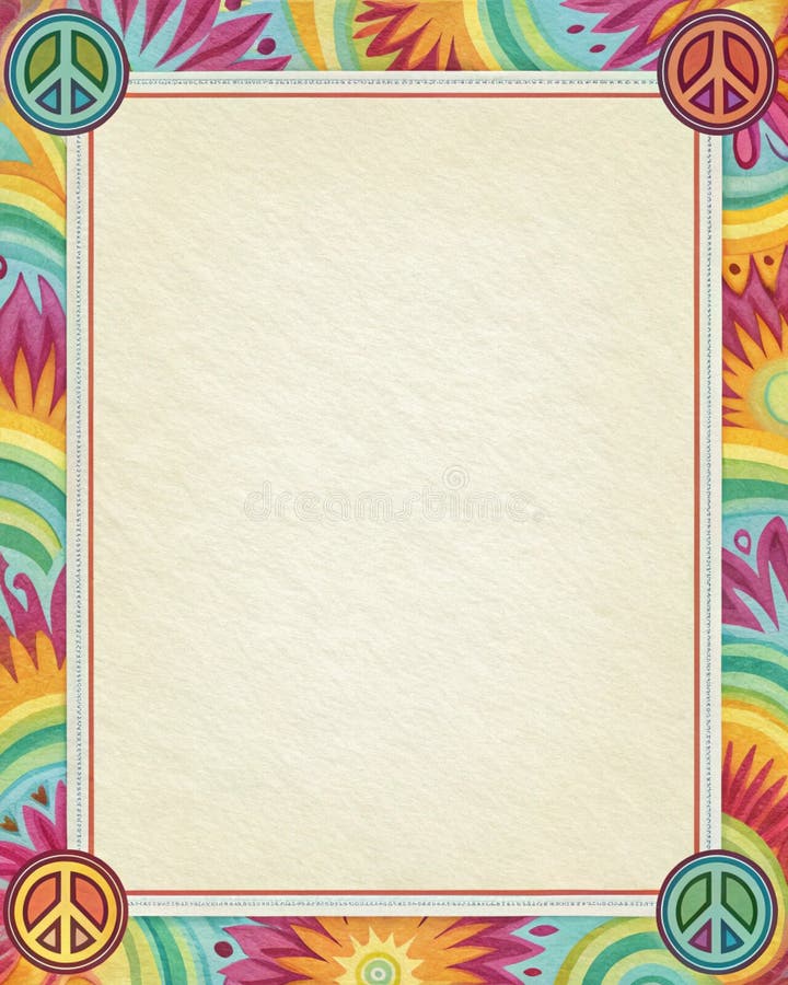 Tie Dye Border Paper Texture Psychedelic and Retro Stock Illustration ...