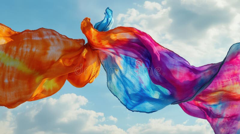 Tie-Dye Scarves Blowing in the Wind Stock Photo - Image of psychedelic ...