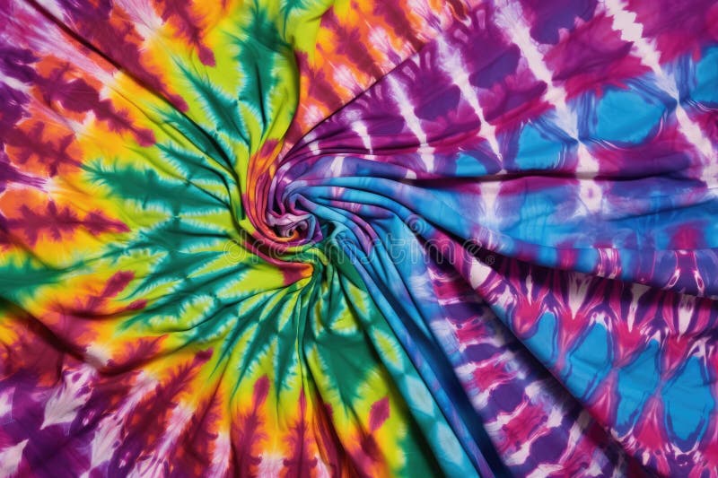 Tie-dye Textile Folded into a Complex Pattern Stock Illustration ...