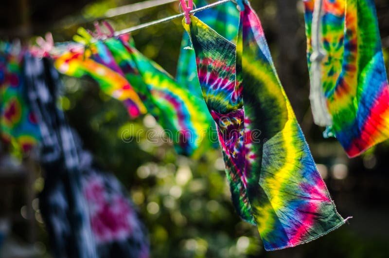 Tie Dye Textile Pattern on Clothes Line Stock Image - Image of pattern ...