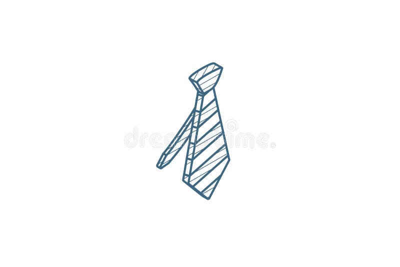 Tie Isometric Icon. 3d Line Art Technical Drawing. Editable Stroke ...