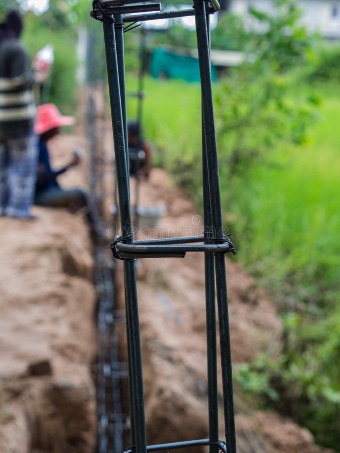 Tie Steel Fence on the Ground Stock Image - Image of material, factory ...