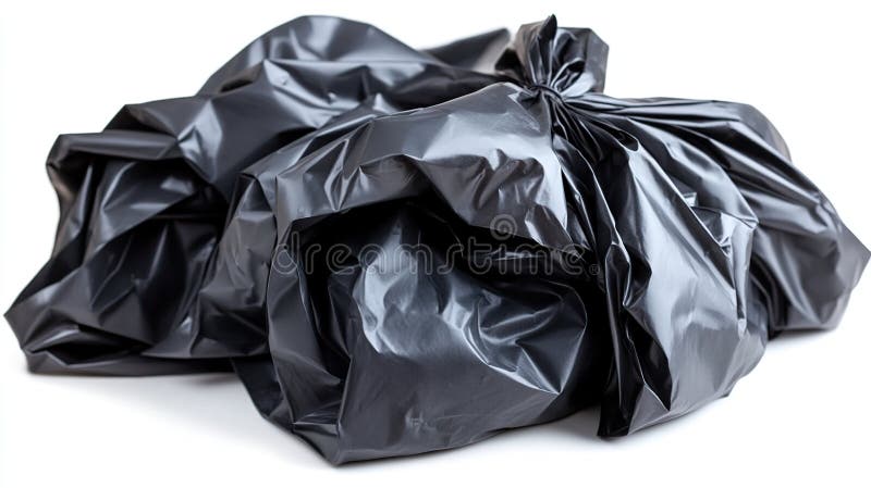 Tied Black Garbage Bag Studio Shot on White Stock Image - Image of ...