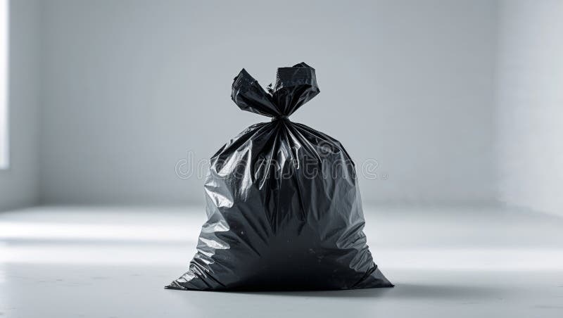Tied Black Garbage Bag Waste Disposal Recycling. Stock Photo - Image of ...