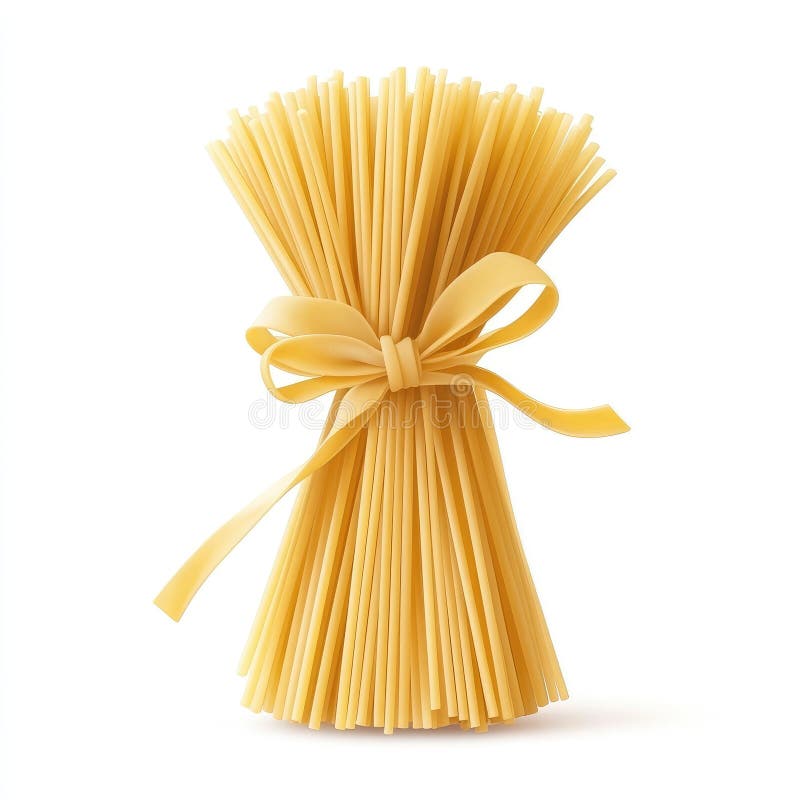 Bundle of Spaghetti Pasta Tied with a Ribbon, Ready for Cooking Stock ...
