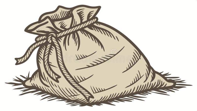 Tied Burlap Sack Design, Rustic Storage Container Vector Design ...