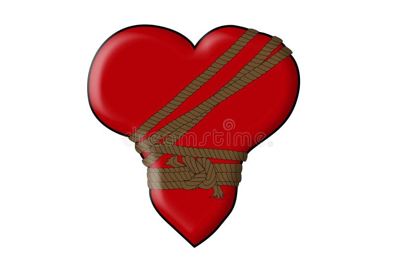 Tied Heart with Rope on White Background Stock Illustration ...