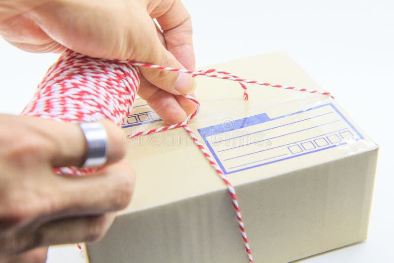 Tied the post box stock image. Image of brown, rope - 105796843