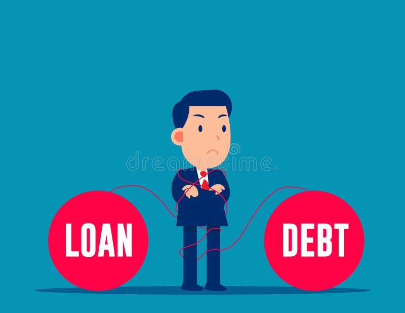 Tied Up with Debt and Loan. Business Vector Illustration Stock Vector ...