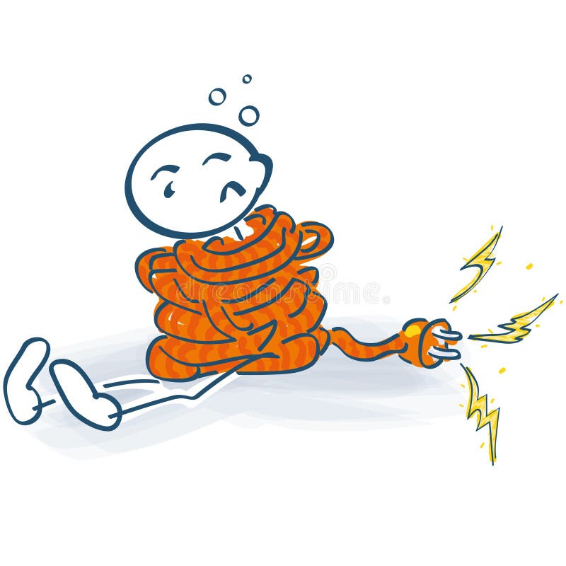Tied Up Stick Figure Has No Electricity Stock Vector - Illustration of ...