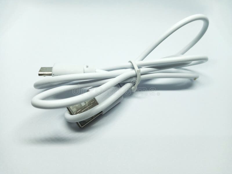Tied White USB Cable on a White Background Stock Image - Image of ...
