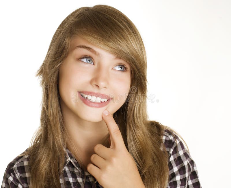 Tiener Meisje Houdt Grappige Papieren Bril Op Een Stok Vast Stock Foto ...