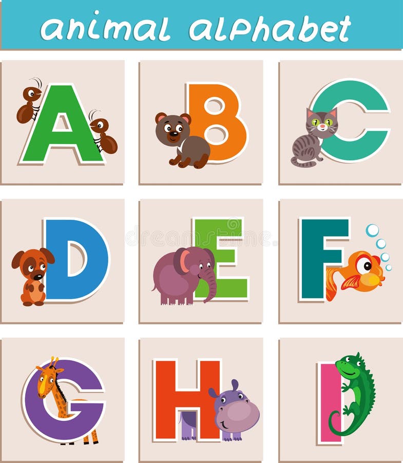 Tier-alphabet_abcdefghi vektor abbildung. Illustration von tier - 85493469