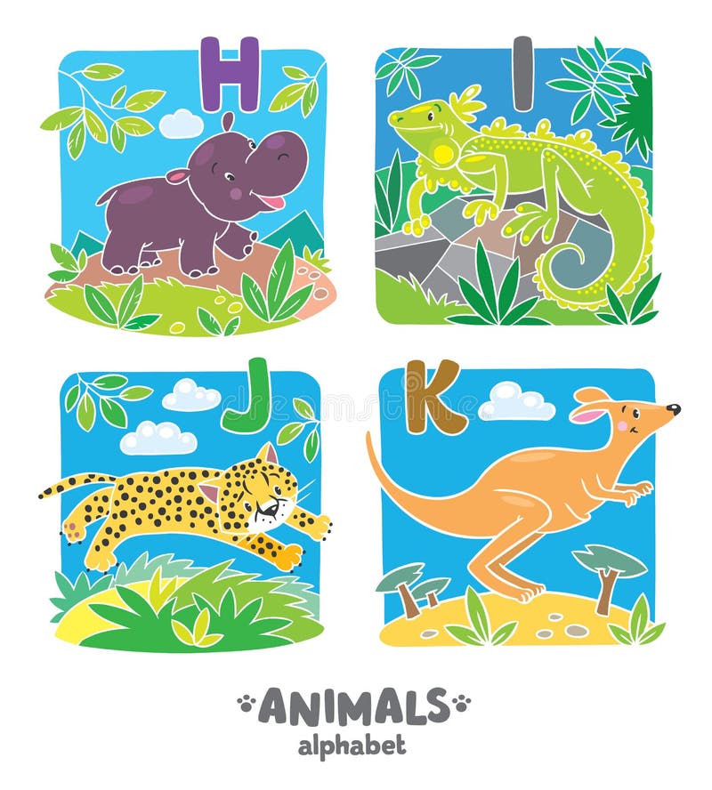 Tiere Alphabet oder ABC vektor abbildung. Illustration von leguan ...
