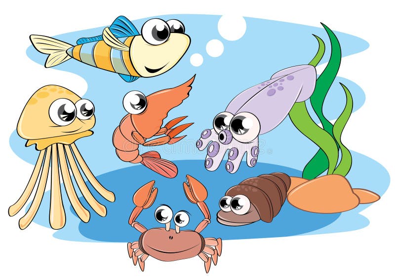 Tiere Wasser vektor abbildung. Illustration von fische - 56144154