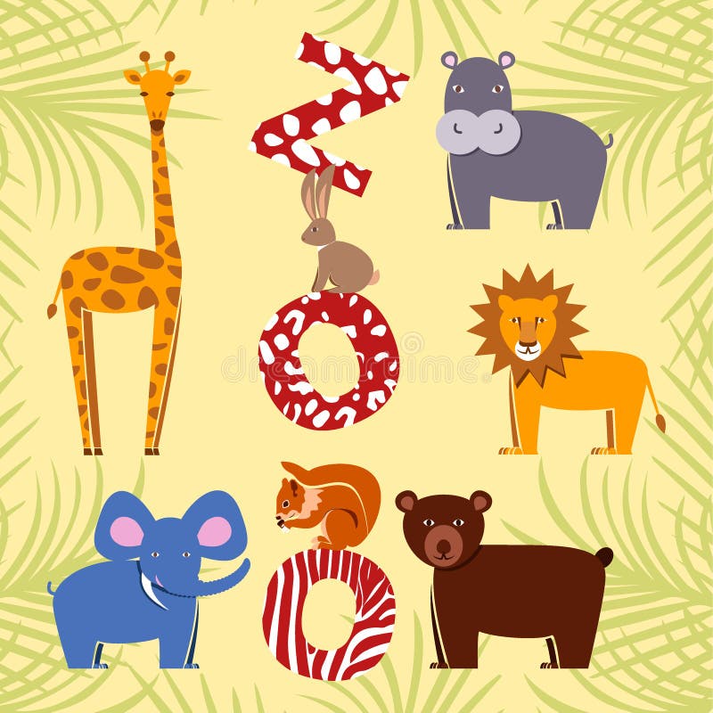 Tierebenensatz Zootiere vektor abbildung. Illustration von grün - 74906526