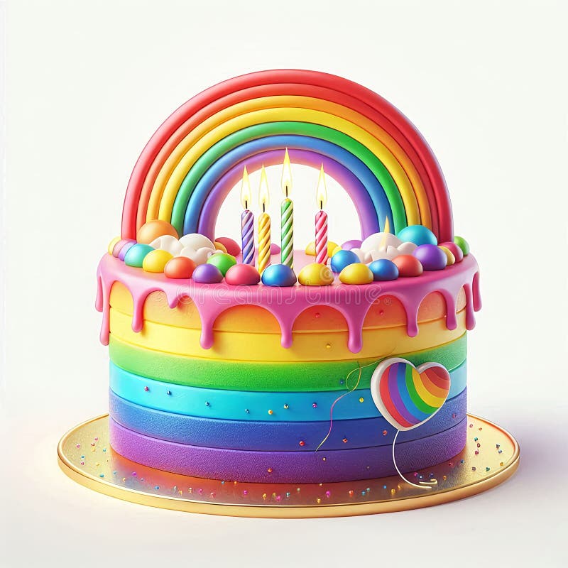 Birthday cake stock illustration. Illustration of rainbow - 331697601
