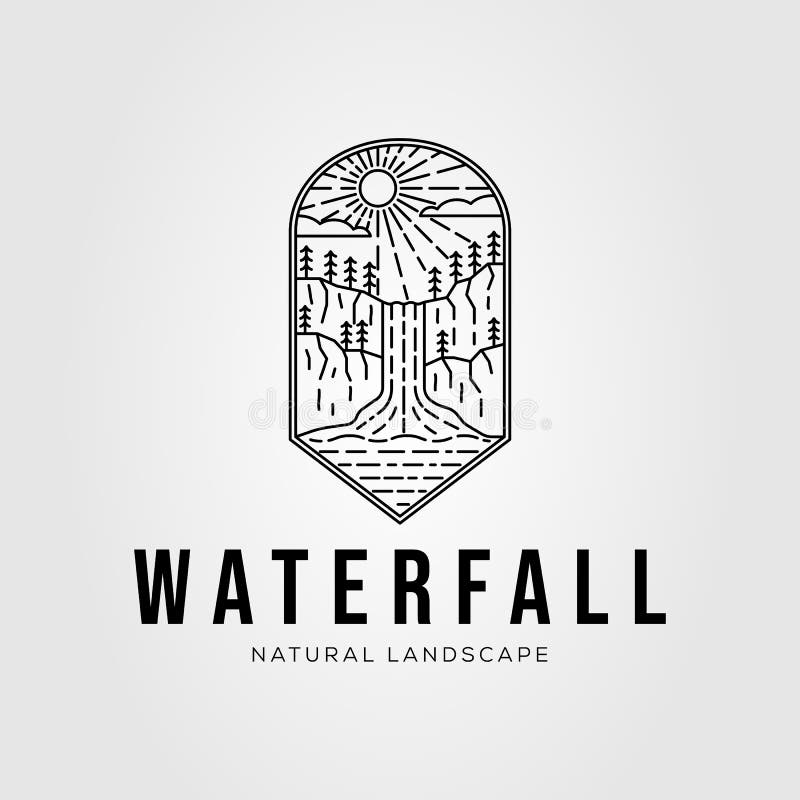 Tiered Waterfall or River Falls Logo Vector Illustration Design Stock ...