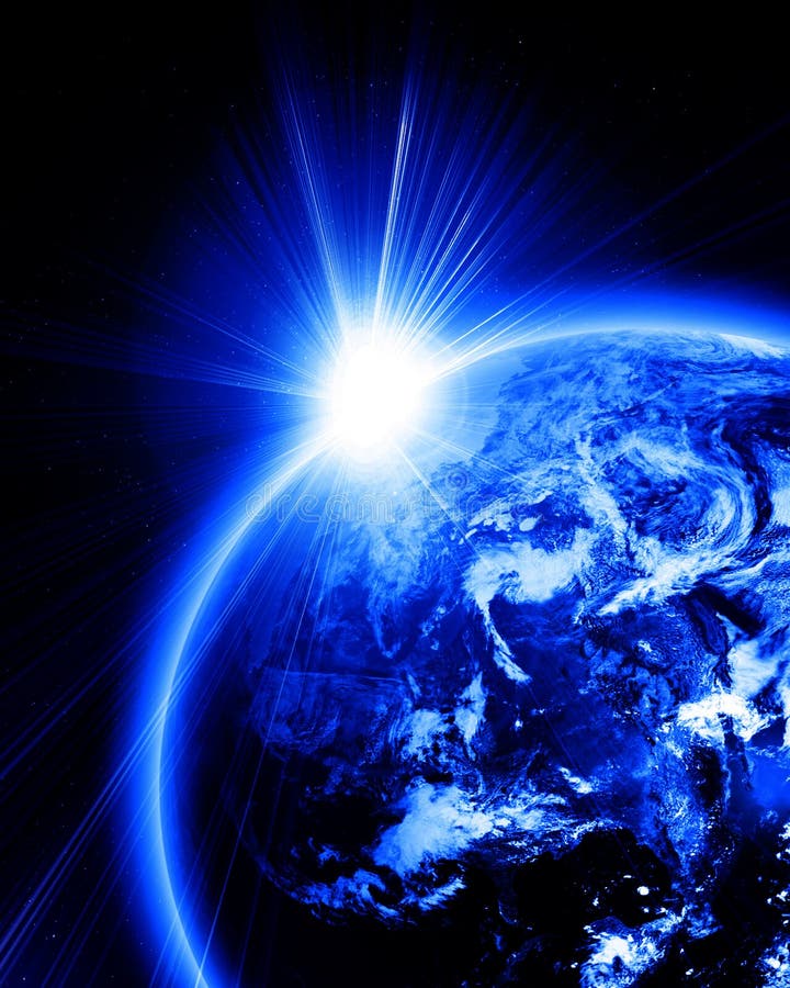 Planeta Azul De La Tierra En Espacio Stock de ilustración - Ilustración ...