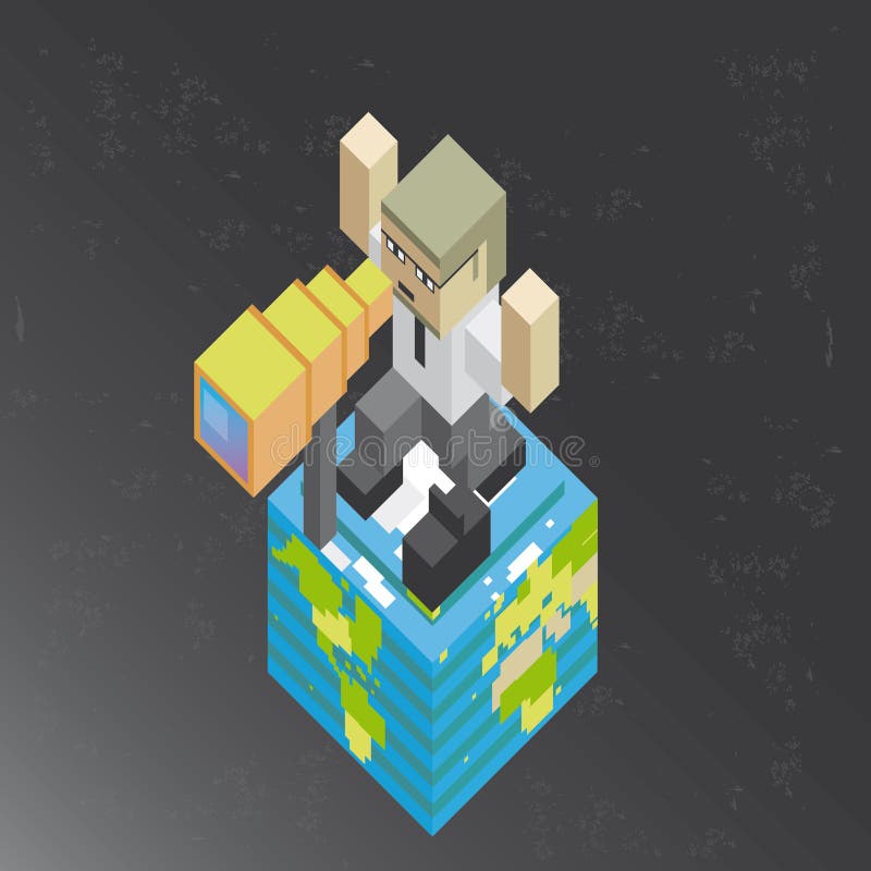 Cubo Cúbico De La Tierra Del Globo Del Planeta Stock de ilustración ...