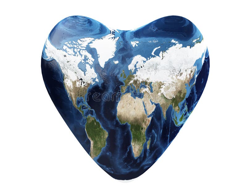 Tierra Del Planeta En Forma Del Corazón Con Las Nubes Stock de ...