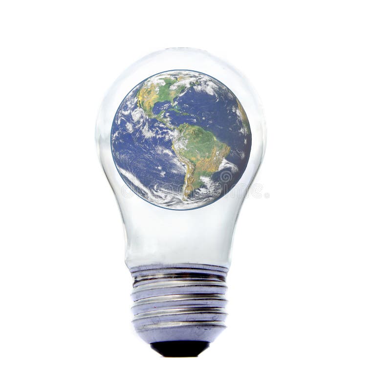 Tierra En Bombilla Eléctrica Imagen de archivo - Imagen de ambiental ...