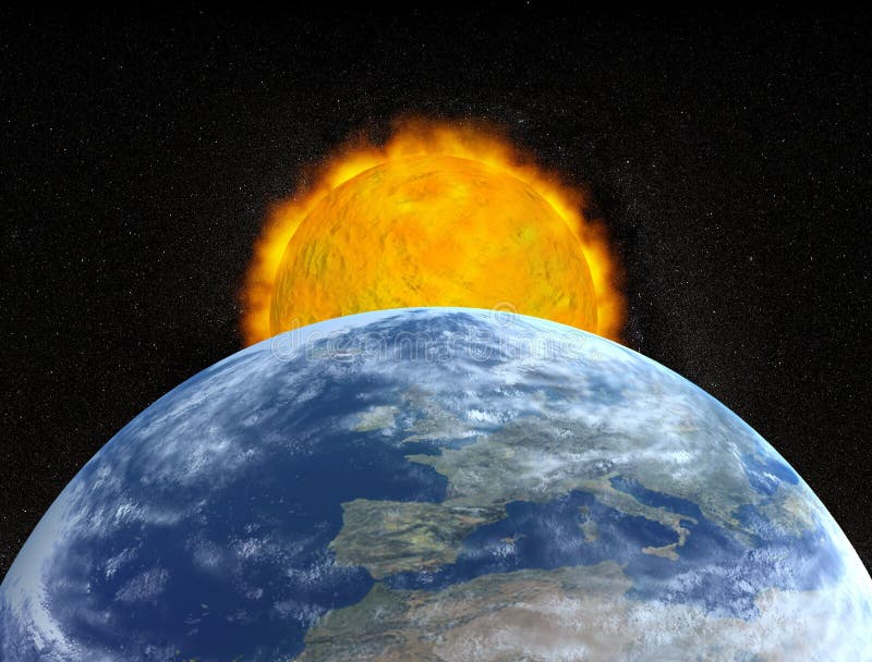 Tierra y sol del planeta stock de ilustración. Ilustración de planeta ...