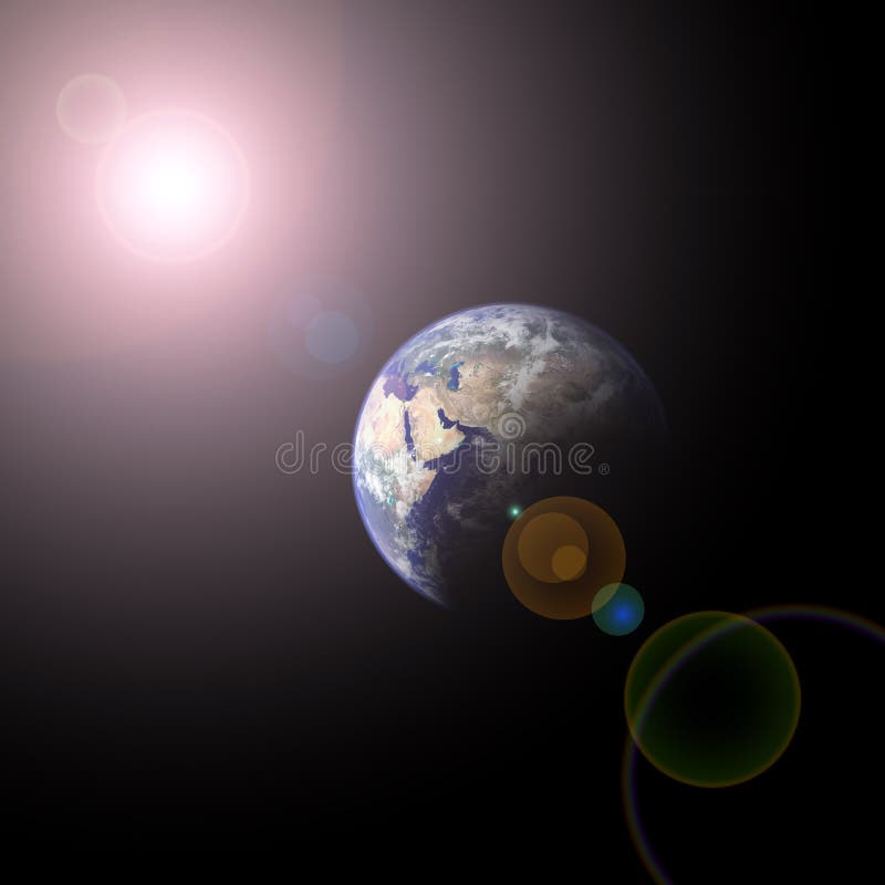 Tierra y sol del planeta stock de ilustración. Ilustración de ...