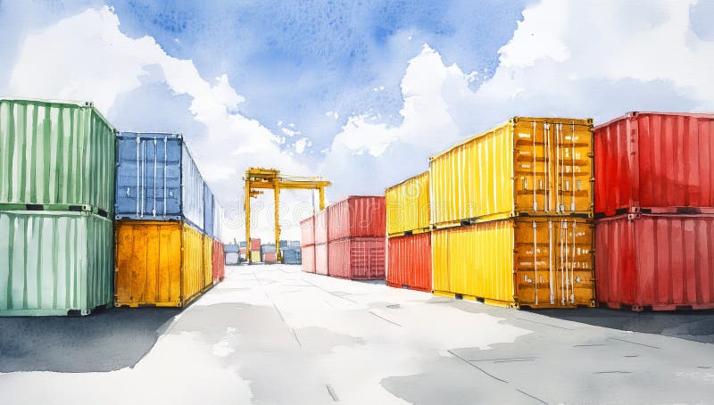 Tiers of Layered Cargo Boxes in a Thriving Maritime Terminal or Depot ...