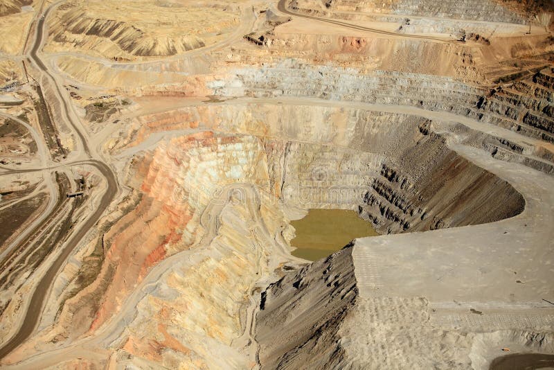 An Aerial View Inside an Open Pit Copper Mine. Stock Photo - Image of ...