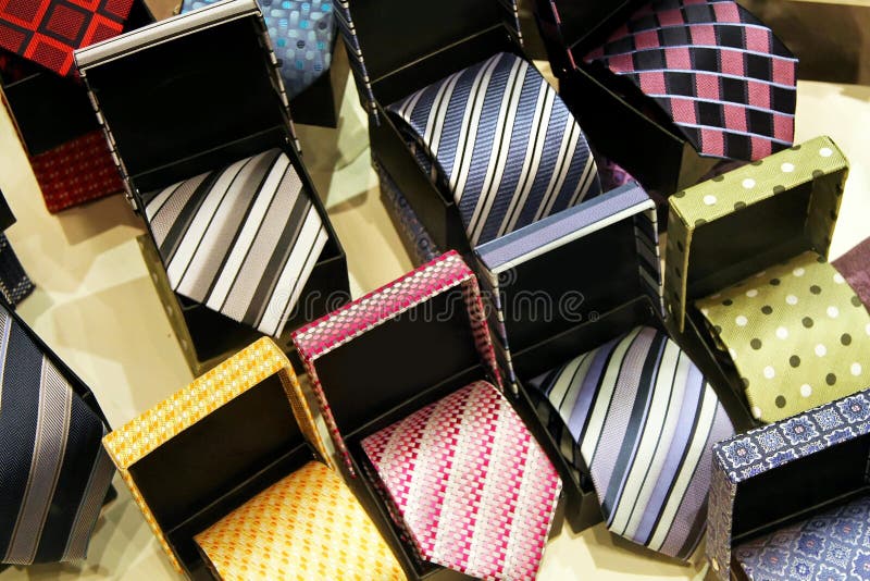 Elegant Italian Neckties in a Tie Rack Stock Photo - Image of stores ...