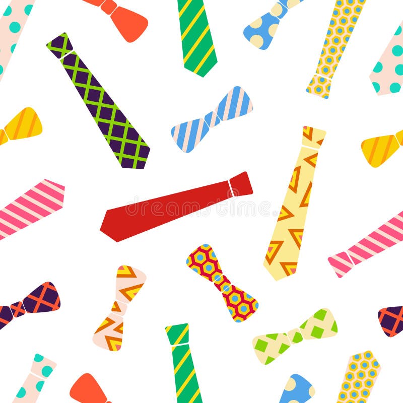 Ties and Bow Ties Pattern in Cartoon Style. Stock Illustration ...