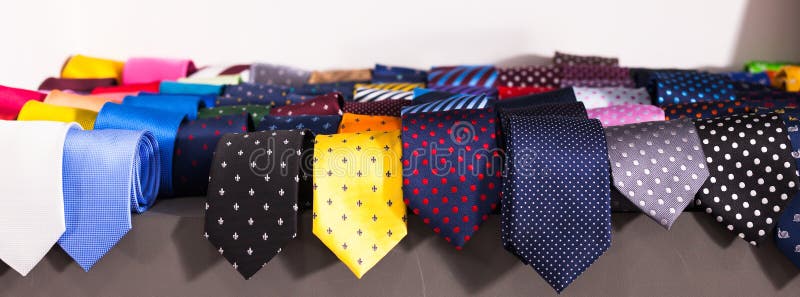 Ties on Hangers in Men Clothing Store Stock Image - Image of textile ...