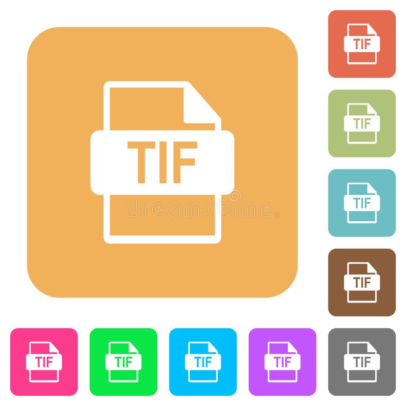 TIF File Format Rounded Square Flat Icons Stock Vector - Illustration ...