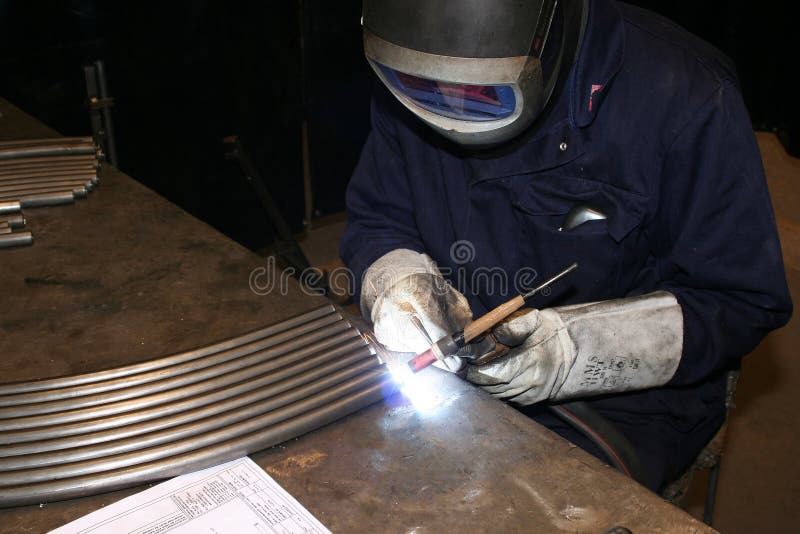 Tig Welder stock image. Image of overals, mask, tungsten - 4351893