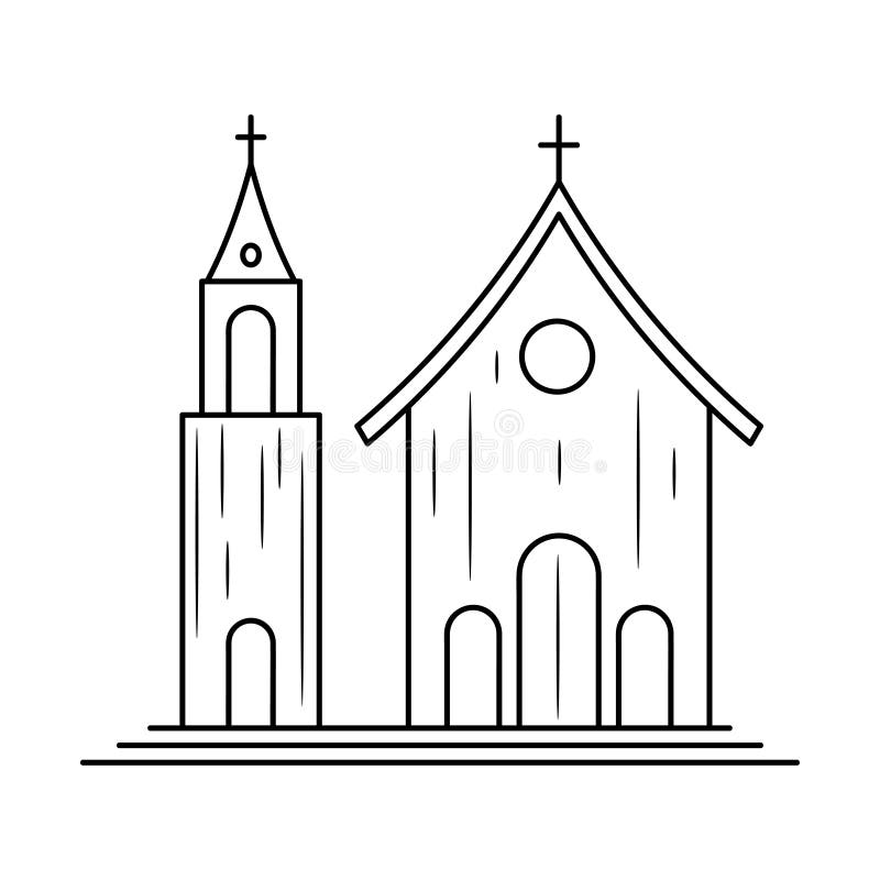 Simple Church Colored Vector Illustration Stock Vector - Illustration ...
