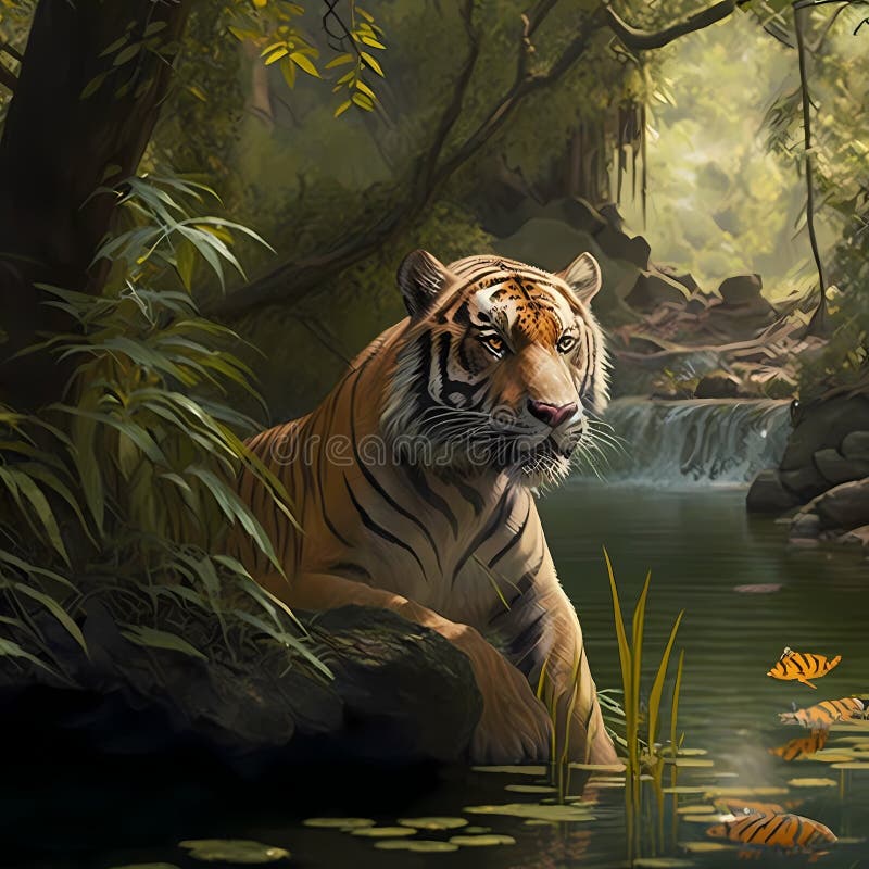 Tiger Activity. Generative AI Stock Illustration - Illustration of ...