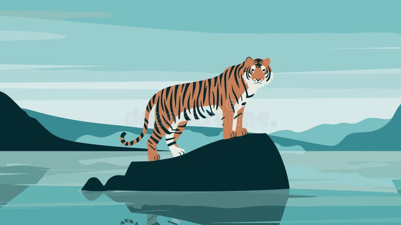 Tiger Against an Isolated Background, with Detailed Stripes and Form ...
