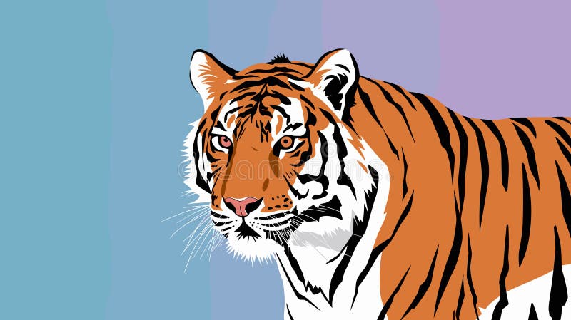 Tiger Against an Isolated Background, with Detailed Stripes and Form ...