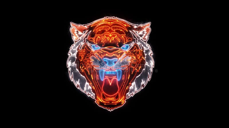 Tiger Animated Neon Logo - Loop - Overlay Graphic Element Stock Footage ...