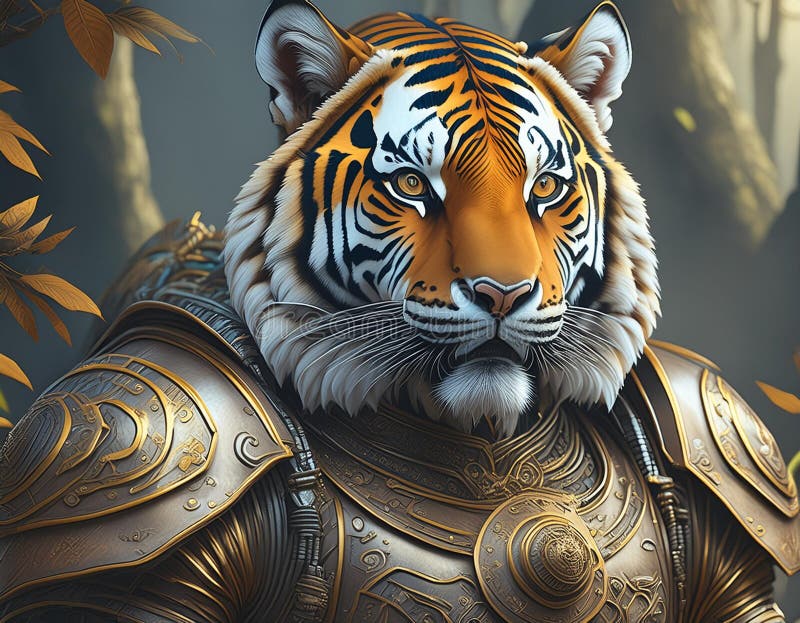 A Tiger with Armor with a Castle at the Background Stock Illustration ...