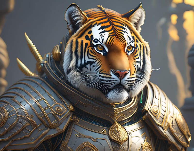 A Tiger with Armor with a Castle at the Background Stock Illustration ...