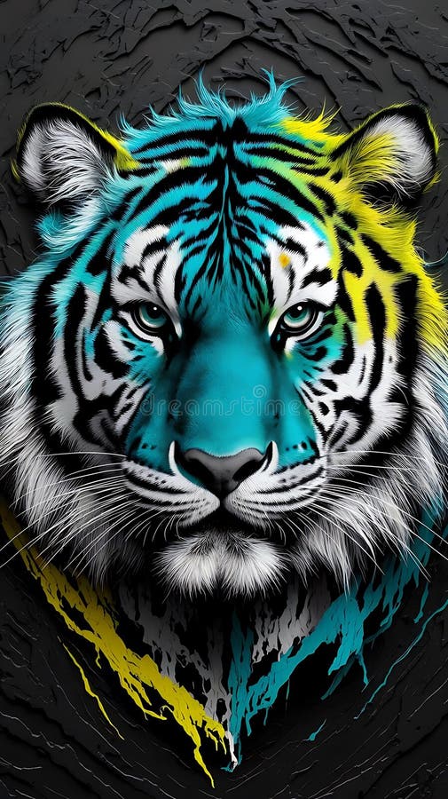 Tiger Art Illustration Design Line Art and 3d Style Colorful Glowing ...
