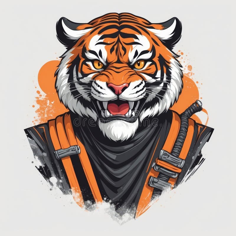 Tiger with a Backpack, Ready for Adventure Stock Illustration ...